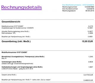 Rechnung einsehen für Blau Handyvertrag und Prepaid Tarife von Blau.de